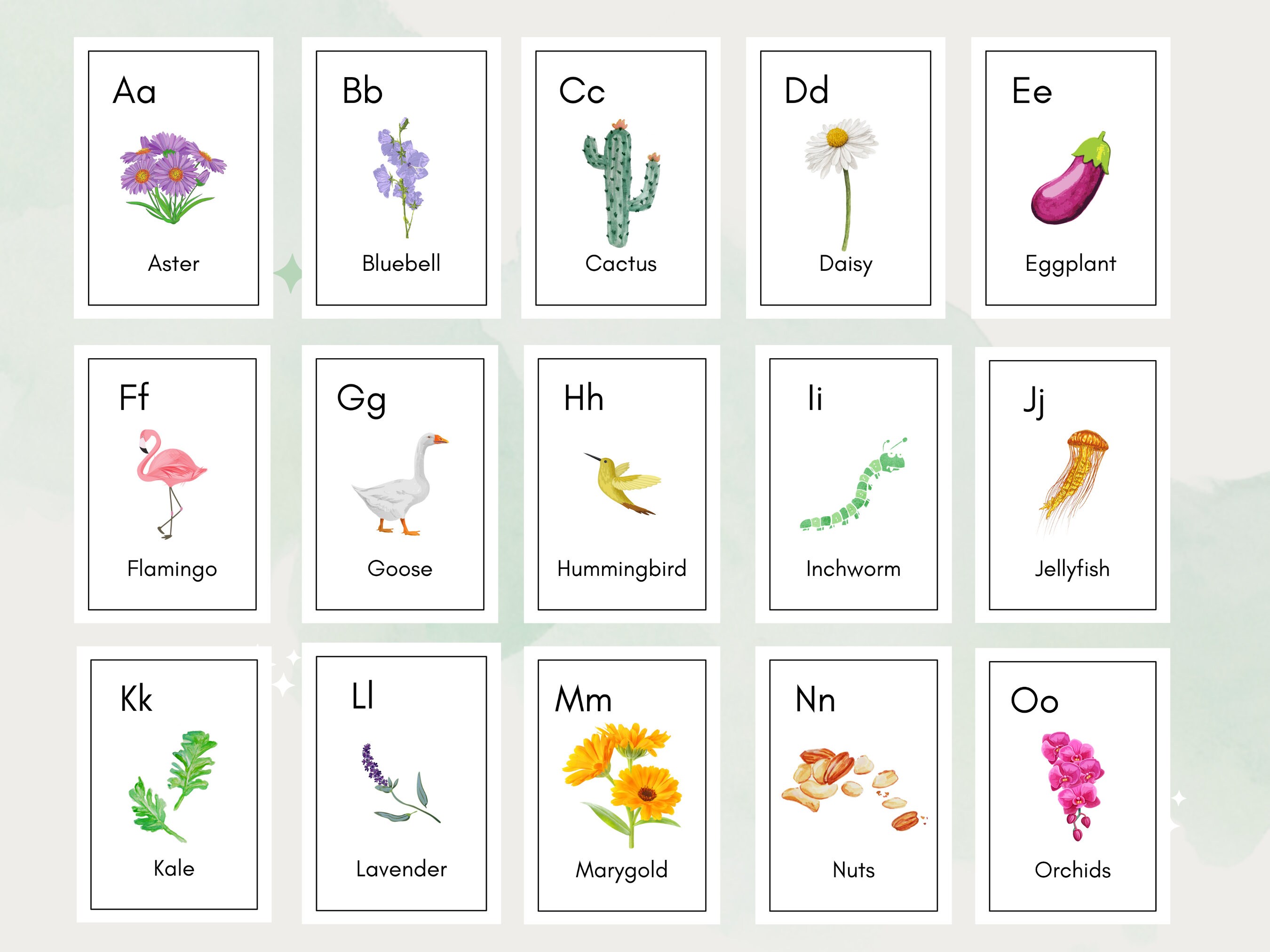Nature ABC Cards Printable | Homeschool Printables Preschool Nursery ...