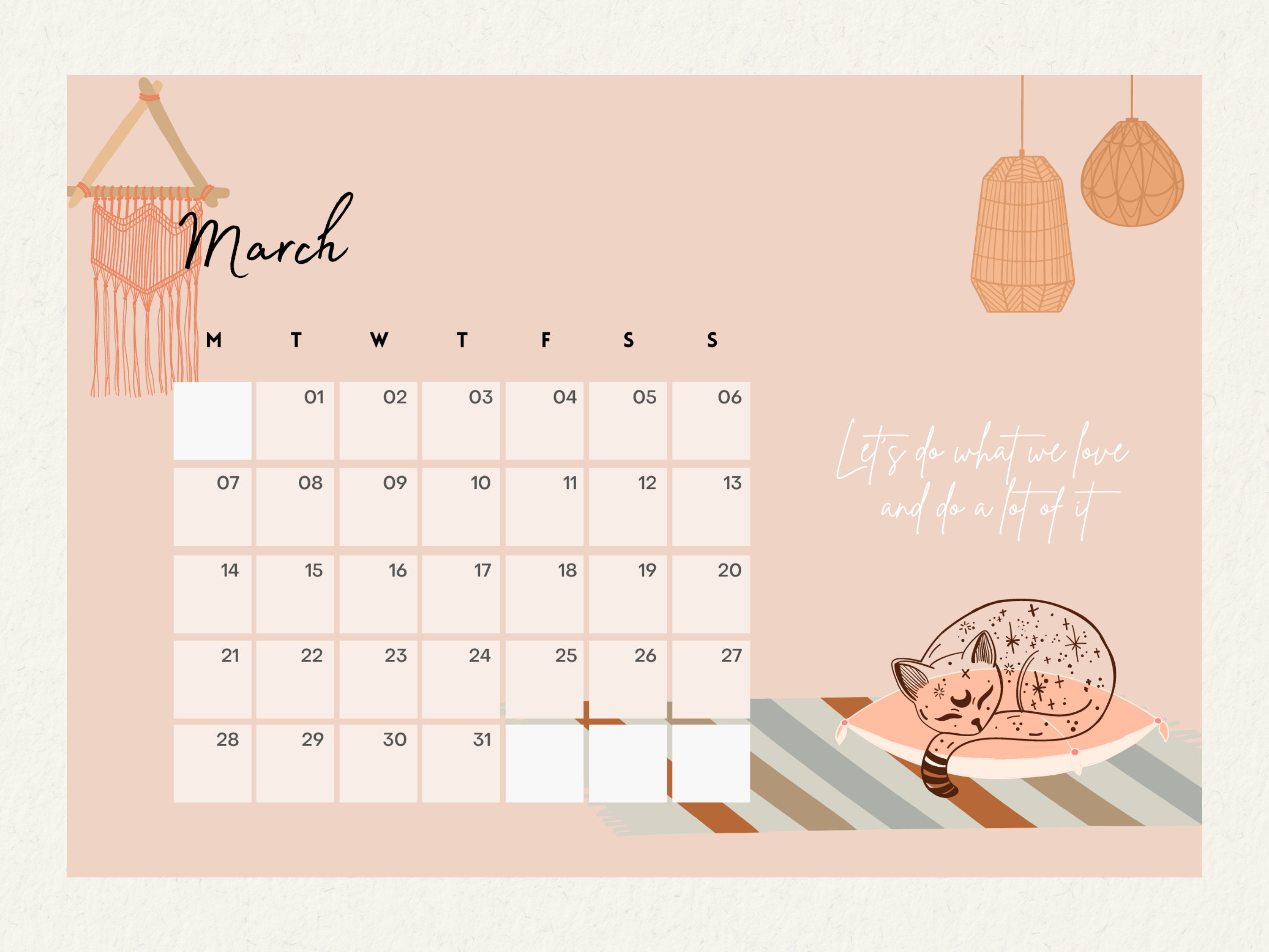 2022 BOHO Aesthetic Calendar | Digital Download | Printable Calendar I ...