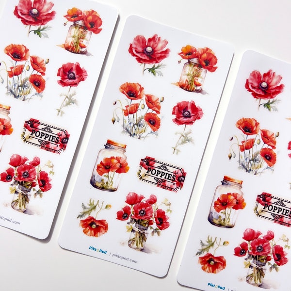 Poppy Stickers - Etsy UK