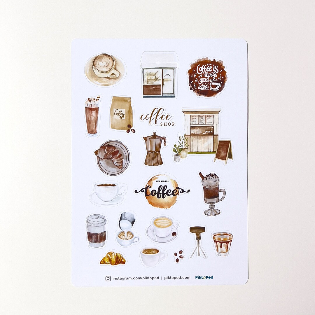 Coffee Shop Stickers: Planner, Journal, Scrapbook (5x7" Sheet) - Etsy