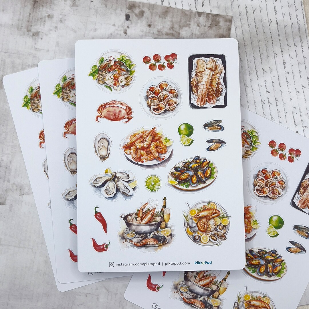 Seafood Stickers: Thai Food Planner Stickers - Etsy