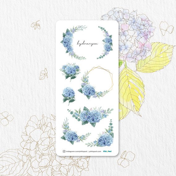 Blue Hydrangea Clear Stickers - Etsy