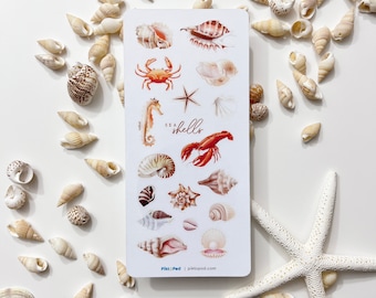 Beach House Stickers One Inch Round Seals Crab, Lobster, Starfish, Clam ...