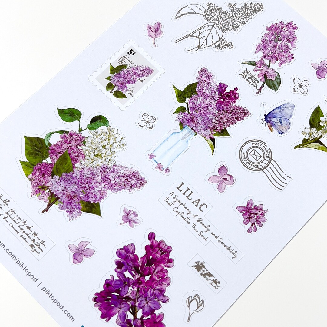Vintage Lilac Stickers: Floral Planner Stickers, Scrapbook Decals - Etsy