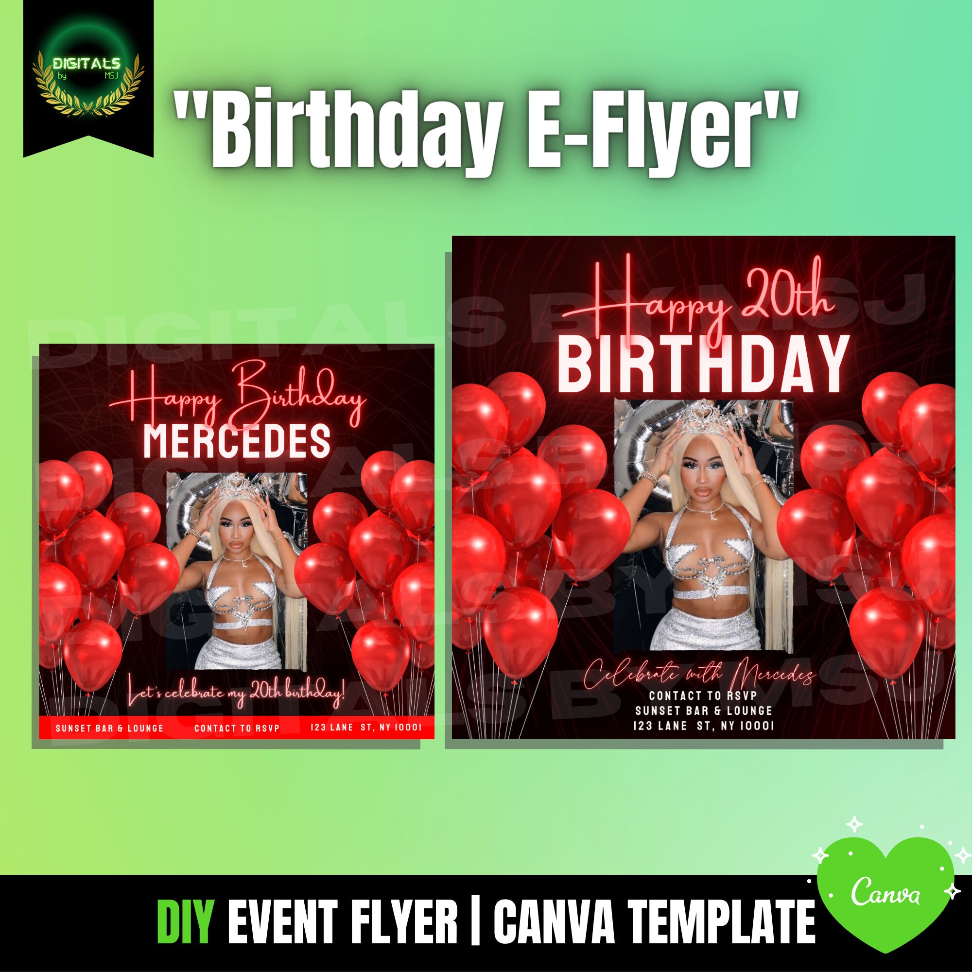 Happy Birthday E-flyer, Celebration Event Invite, DIY Invitation Canva ...