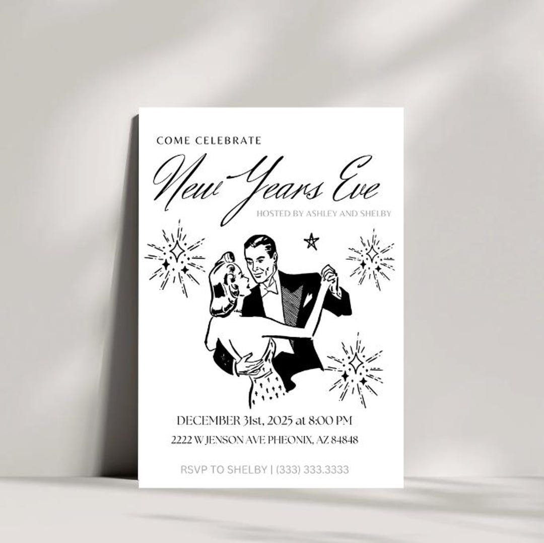 Classy New Year's Eve Invitation Template | Edit on Canva | Vintage and ...