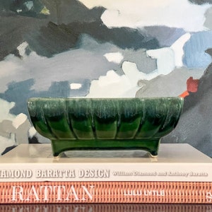 Vintage Hull Pottery Green Fluted Scalloped Rectangular Cachepot ...