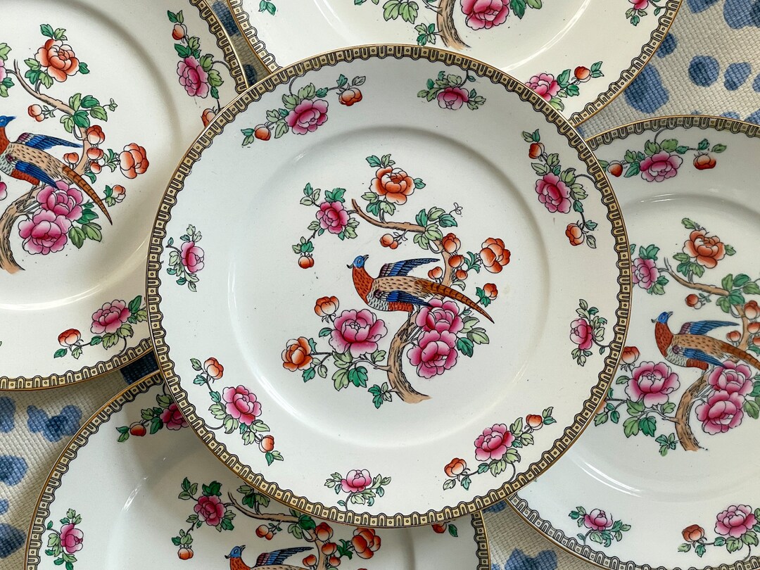 Antique Set of 6 F. Winkle & Co. England Whieldon Ware Pheasant Dinner ...