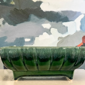 Vintage Hull Pottery Green Fluted Scalloped Rectangular Cachepot ...