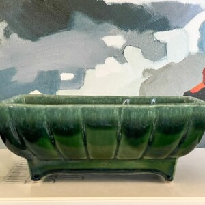 Vintage Hull Pottery Green Fluted Scalloped Rectangular Cachepot ...