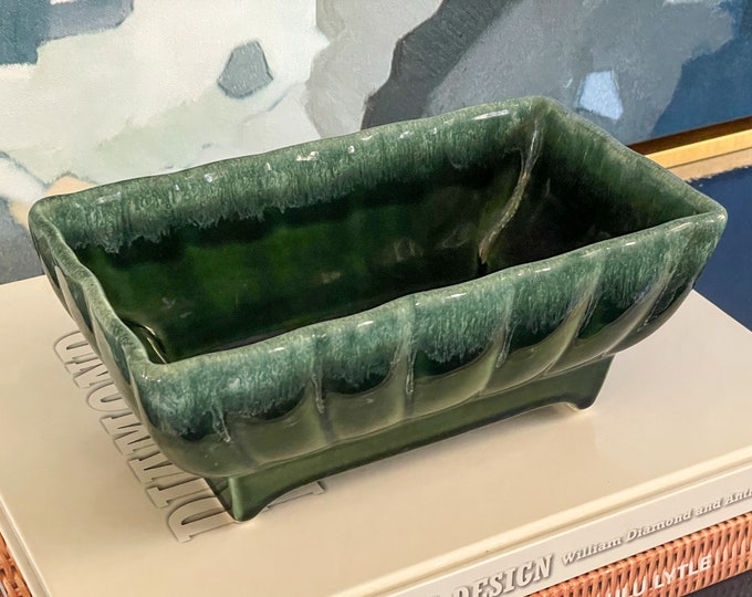 Vintage Hull Pottery Green Fluted Scalloped Rectangular Cachepot ...