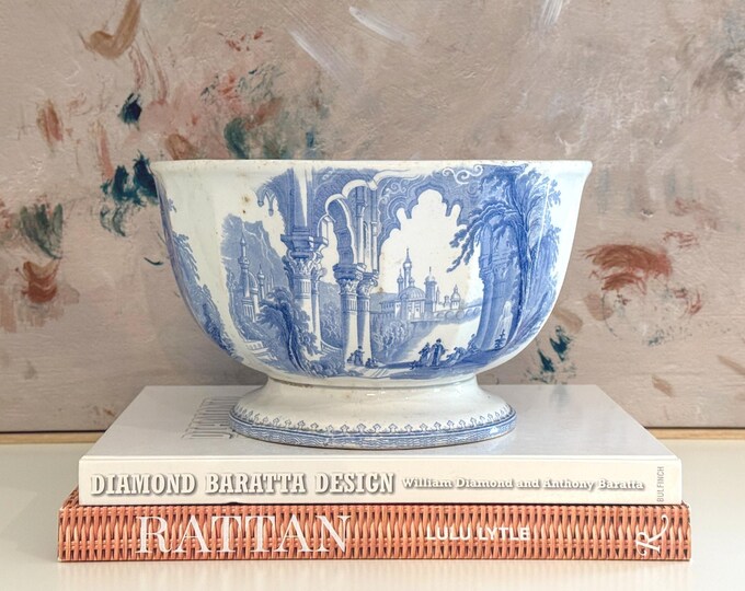 Antique Blue and White Transferware Furnivals Castle Scenery Large ...
