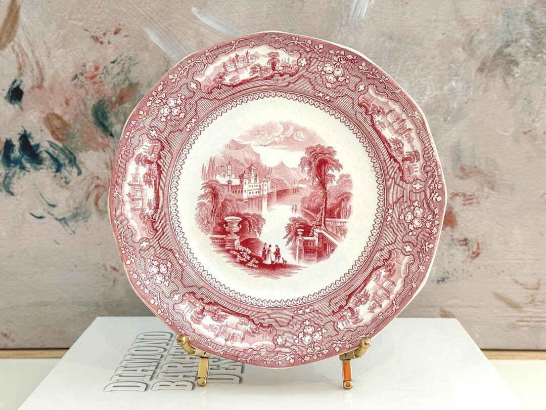Antique RARE Thomas Goodfellow Alleghany Red Transferware Plate // Circa 1840 // Grandmillennial ...