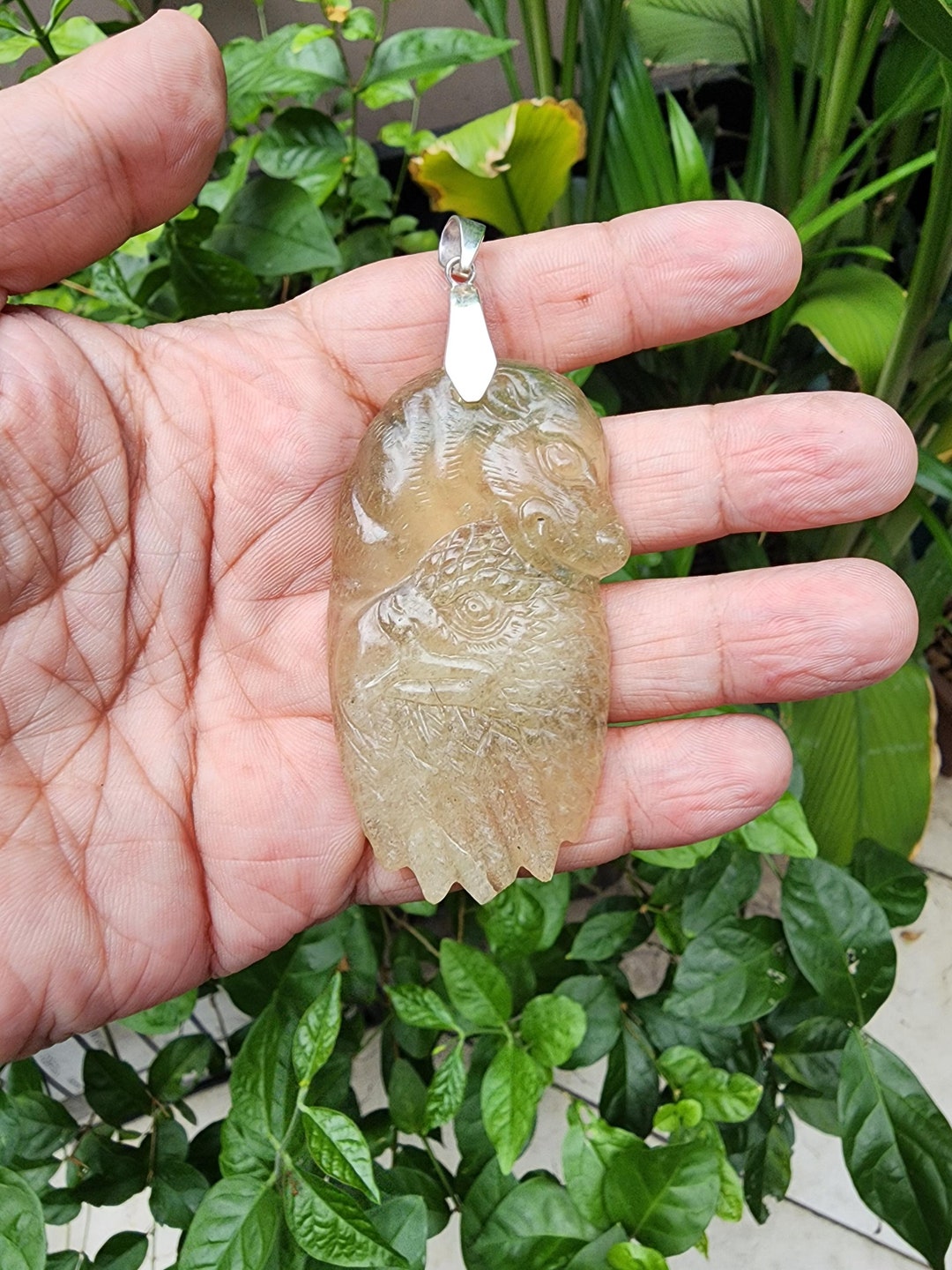 Libyan Desert Glass . Eagle and Dog Pendant . Eagle Dog Carving ...