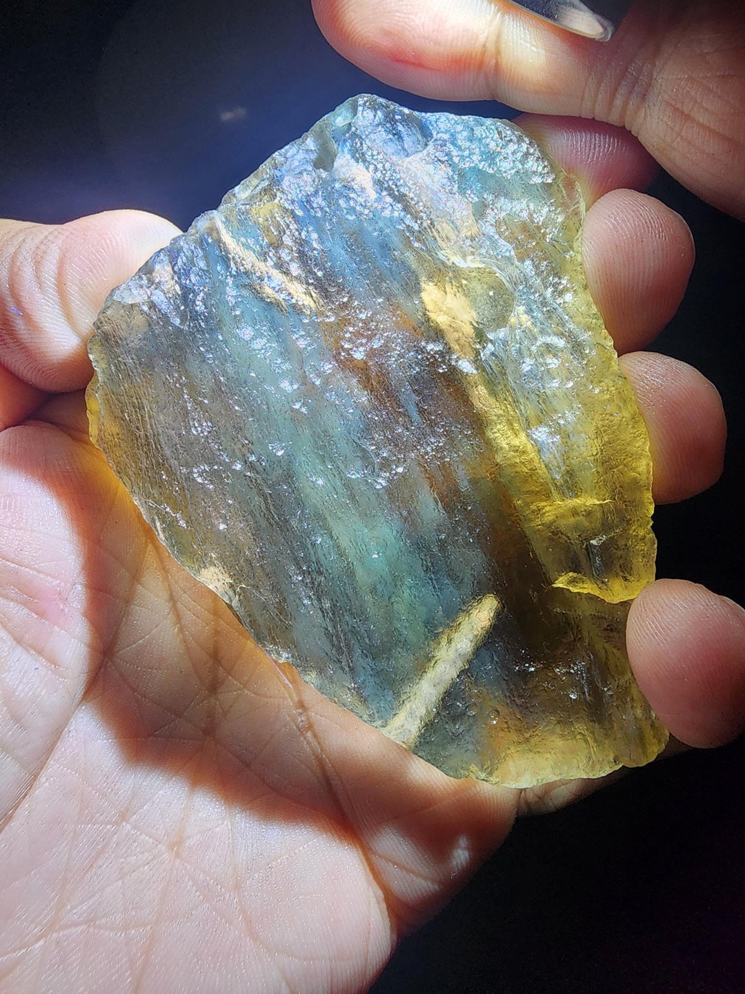 Libyan Desert Glass / RARE Libyan BLUE Tektite With Natural Hole ...