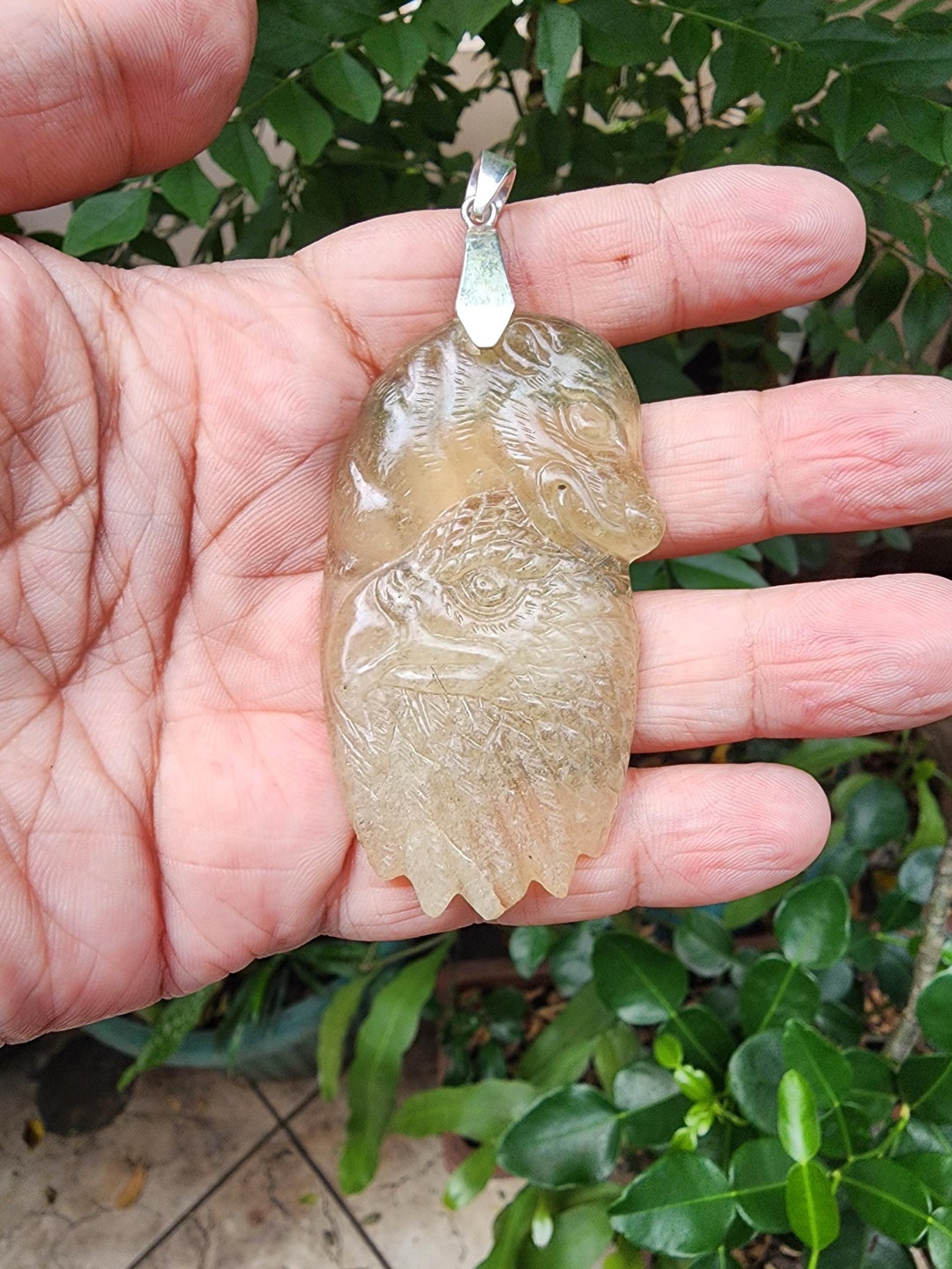 Libyan desert glass eagle and dog pendant / Eagle dog Carving / Libyan ...
