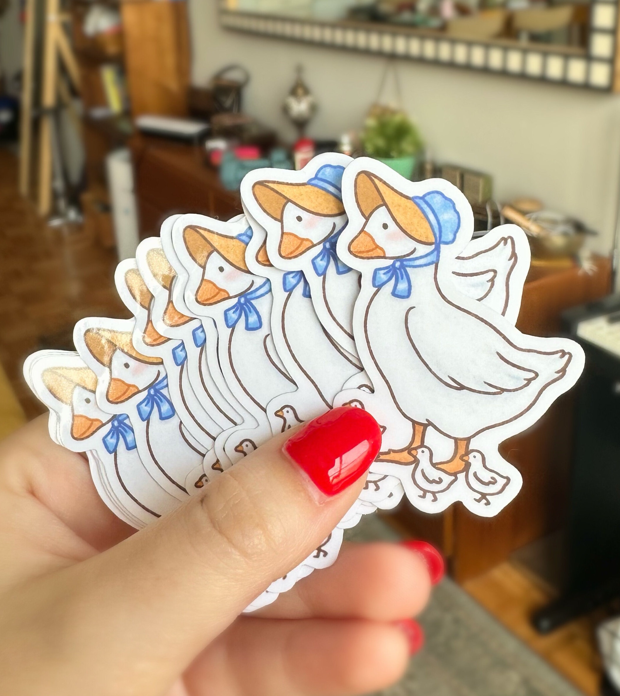 Mother Goose Glossy Sticker Cottagecore Goose Goslings Cute Sticker ...