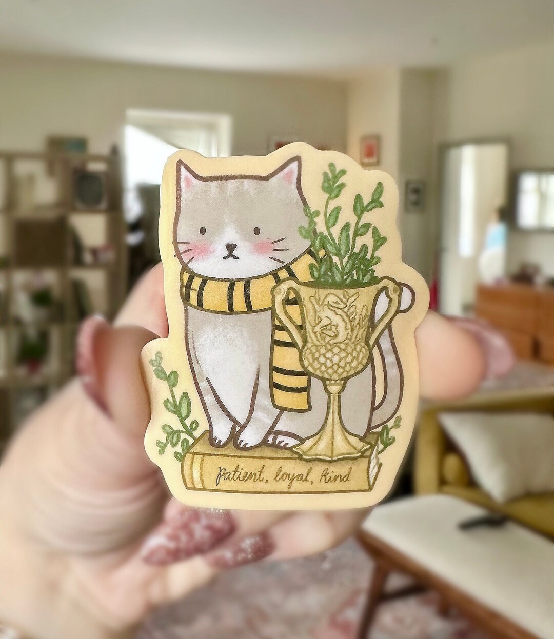 HP House Cat Sticker W/ Border (yellow) | HP | Vinyl Wizarding World ...