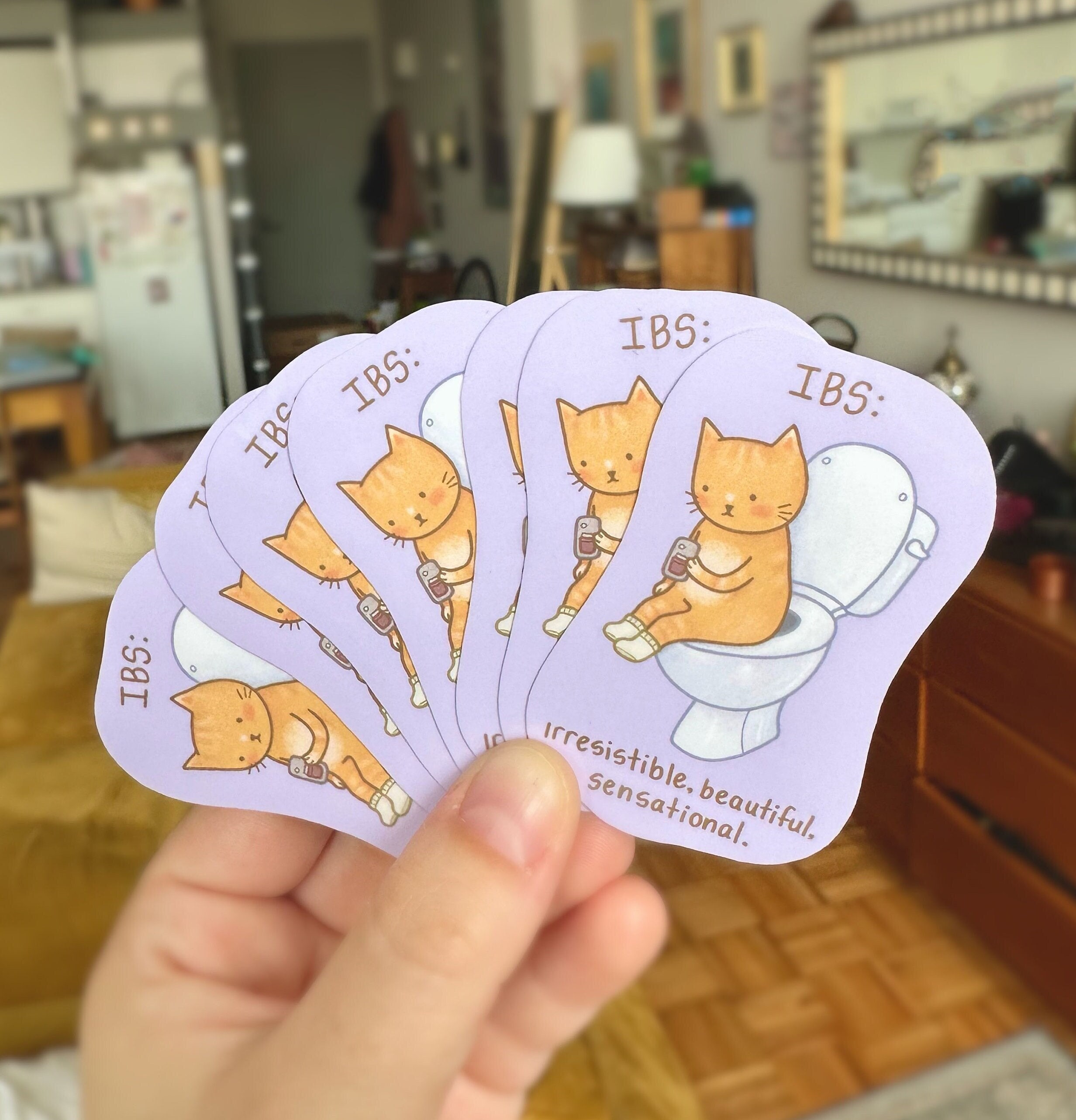 IBS Cat Glossy Sticker | IBS Joke | Bathroom Sticker | Funny IBS ...