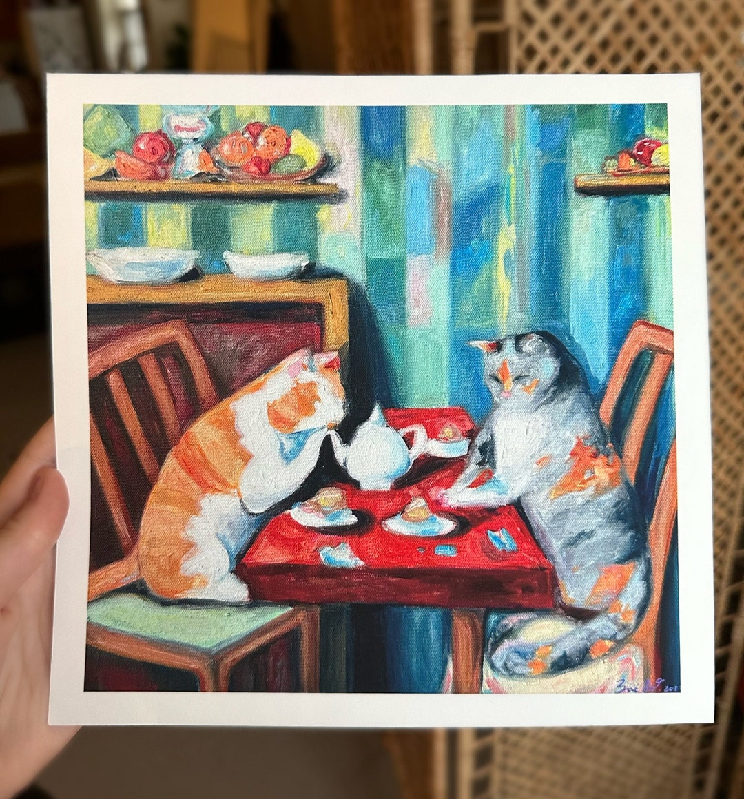 Cat Tea Party Giclée Print | Cat Wall Art | Cat Painting | Art Print ...
