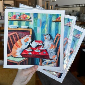 Cat Tea Party Giclée Print | Cat Wall Art | Cat Painting | Art Print ...