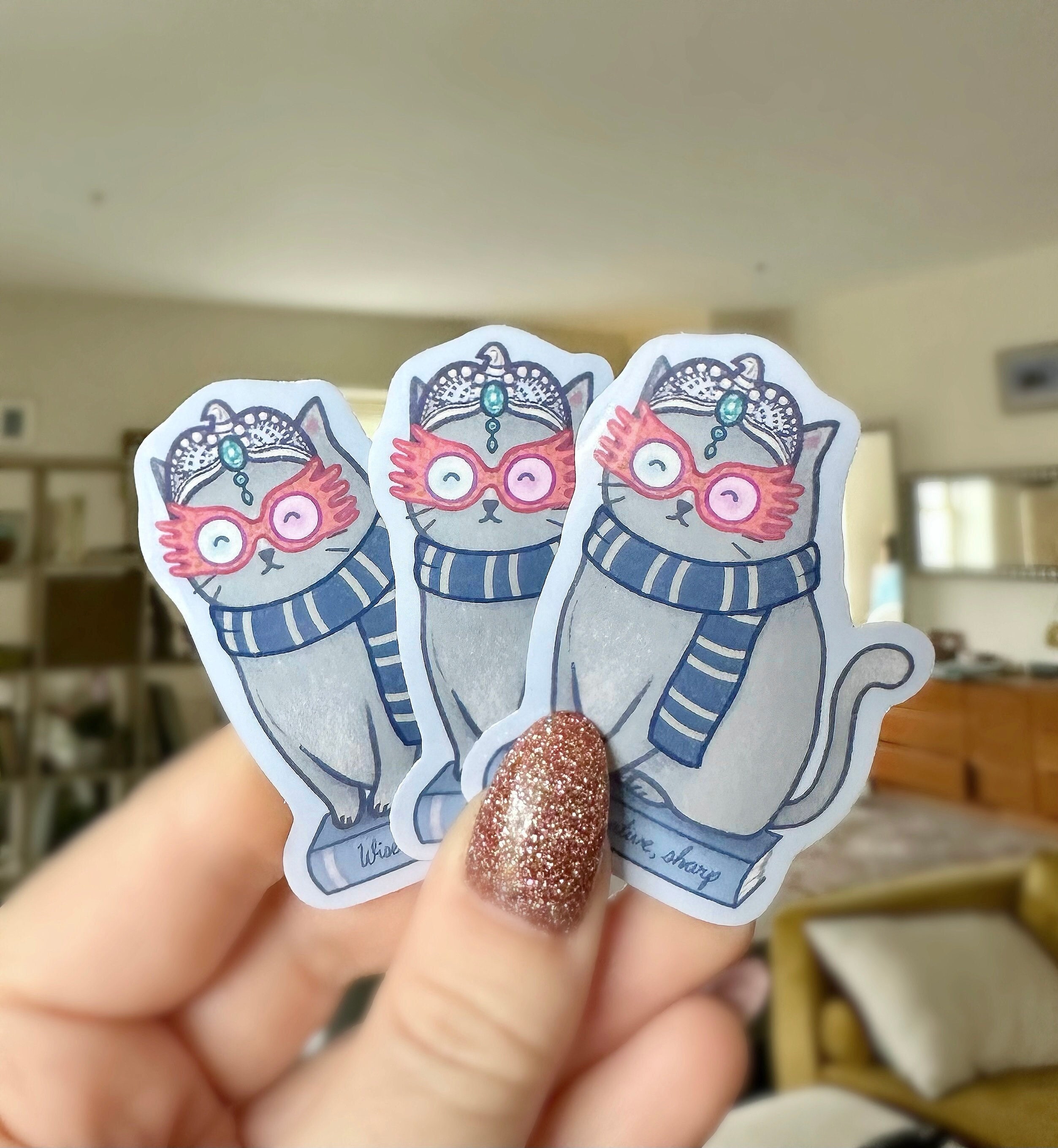 HP House Cat Sticker W/ Border blue Vinyl Wizarding World Wizard Houses ...