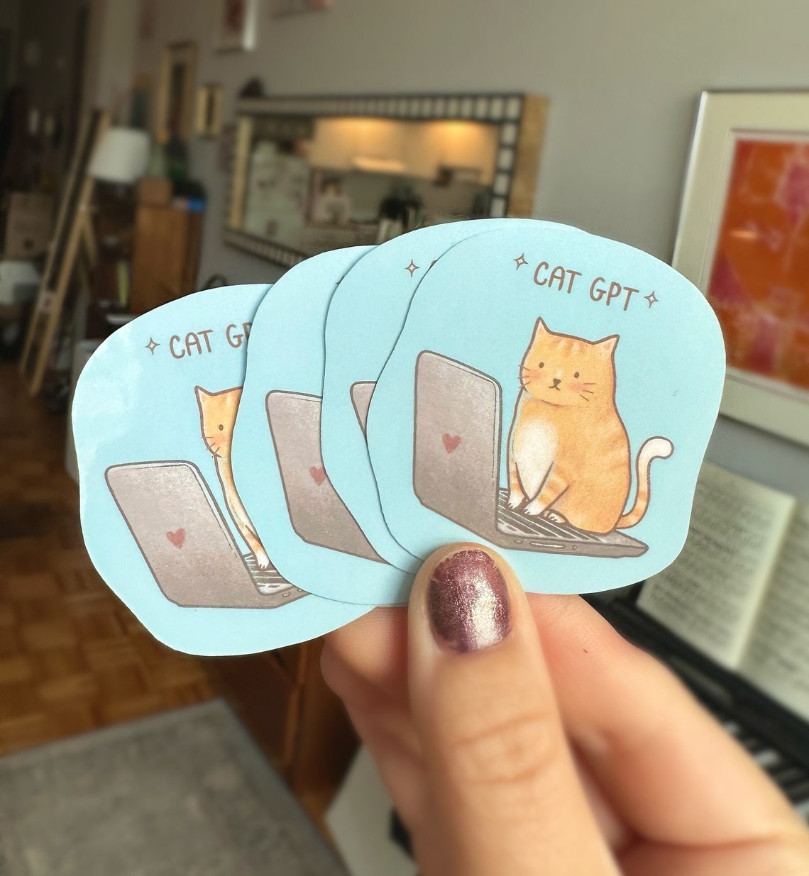 Cat GPT Vinyl Glossy Sticker Cat Sticker Chat GPT Sticker Cute Cat ...