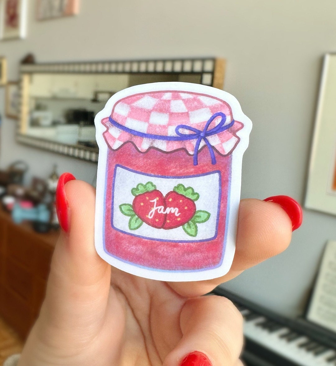 Strawberry Jam Glossy Sticker | Jam Jar Sticker | Cottagecore | Cute ...