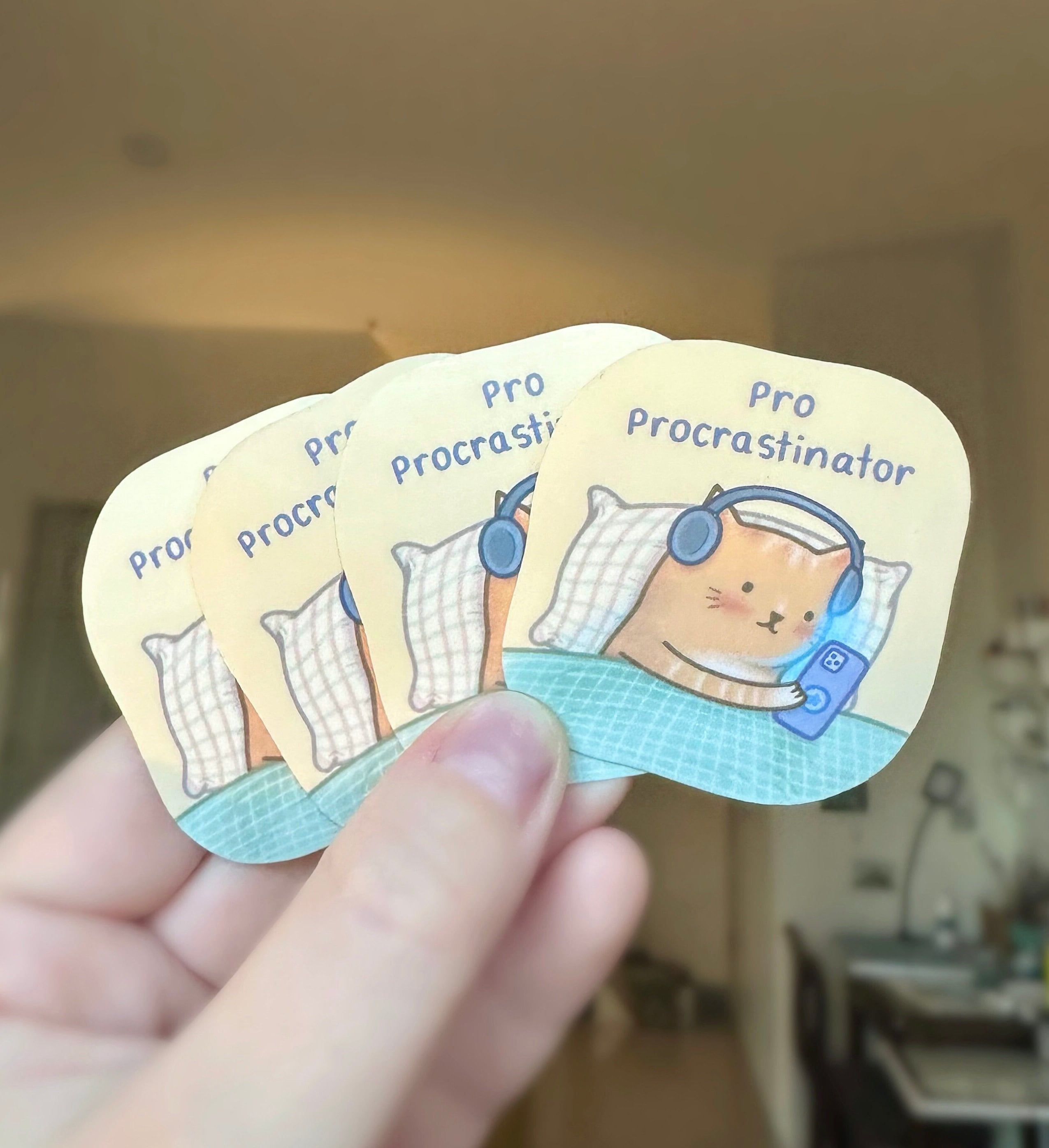 Pro Procrastinator Vinyl Glossy Sticker Cat Sticker Cute Cat Sticker ...