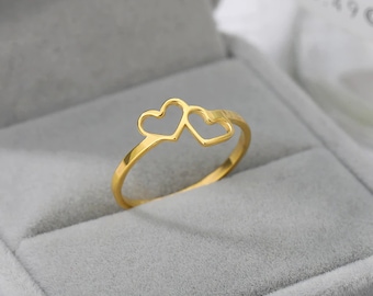 Double Heart Ring | Etsy