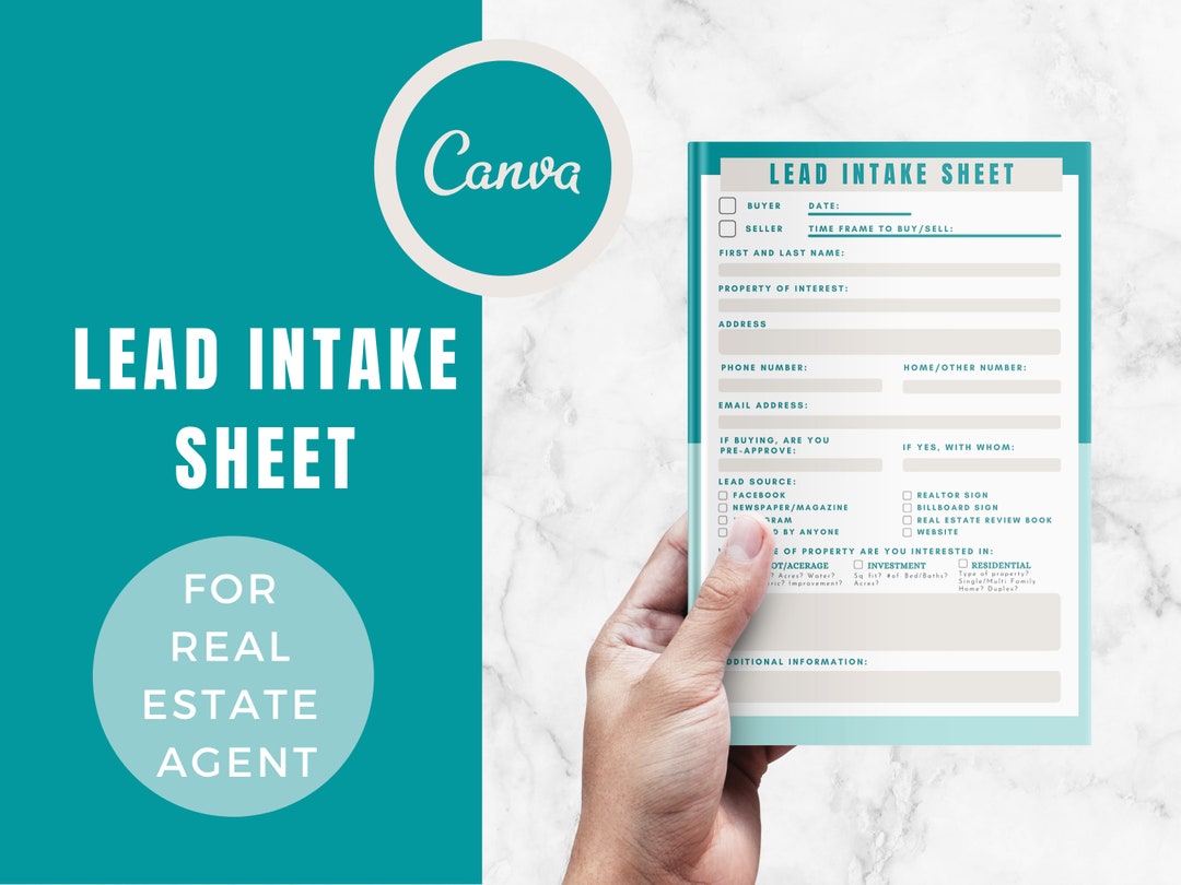 Lead Sheet Intake for Real Estate Agent, Buyer Lead Script, Client ...