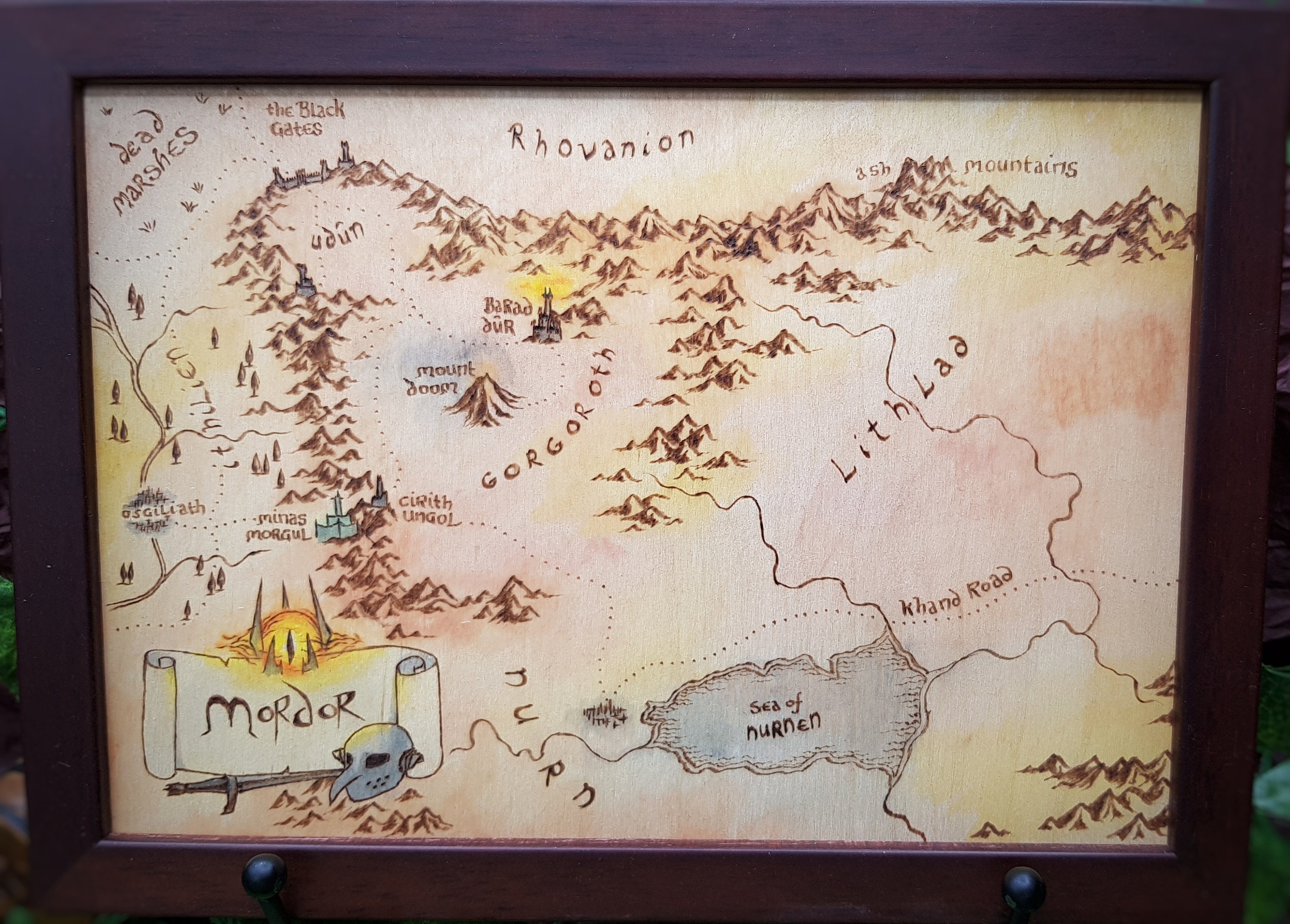 The Map of Mordor, Pyrography on Wood Inspired by Lord of the Rings - Etsy