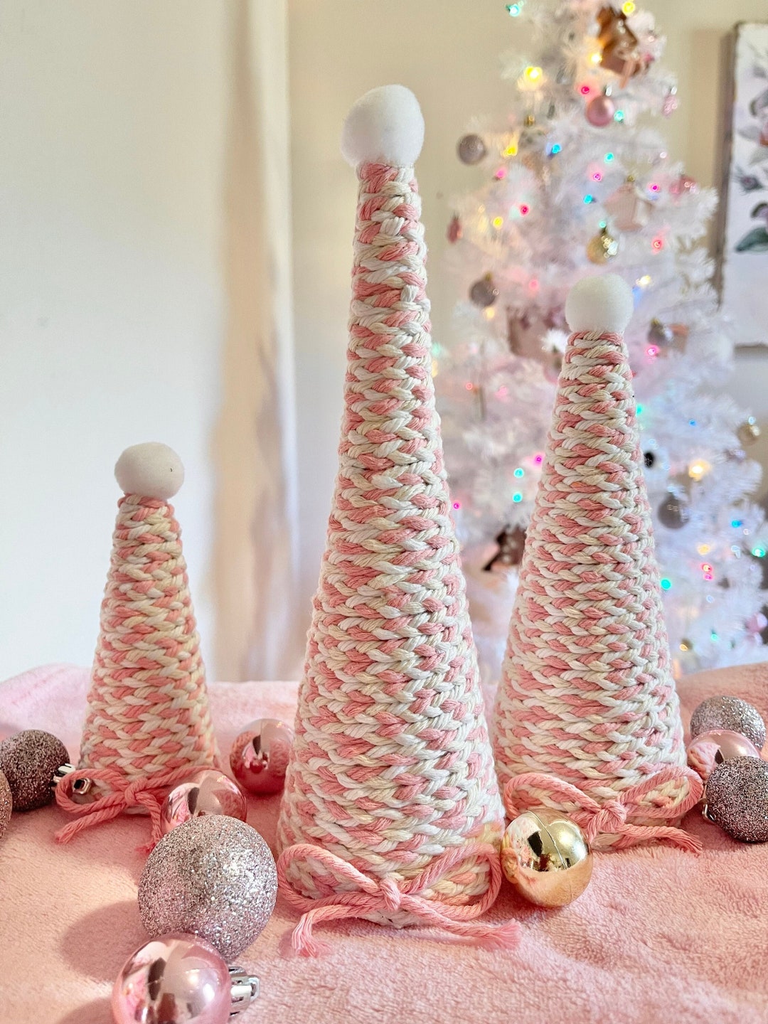Pink and White Mini Tree Mini Christmas Trees Pink Tree - Etsy