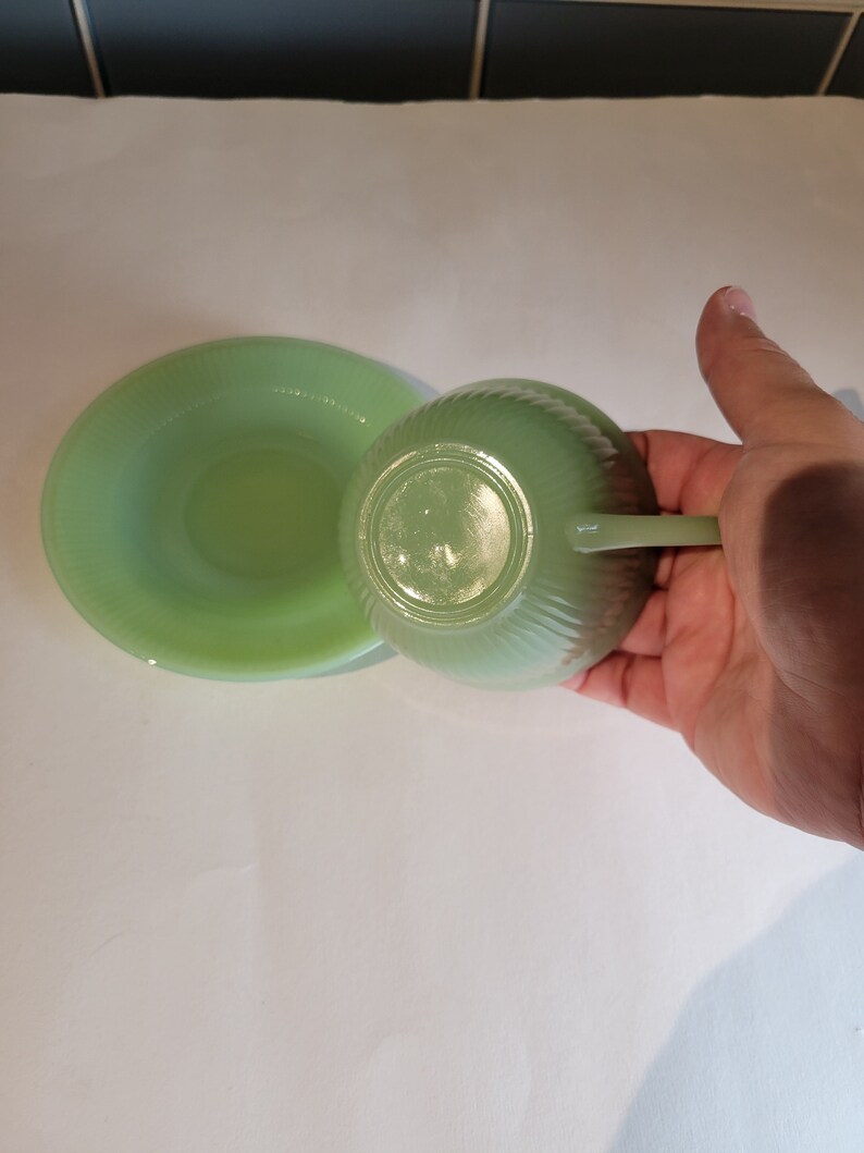 Jadeite Cup & Saucer - Etsy