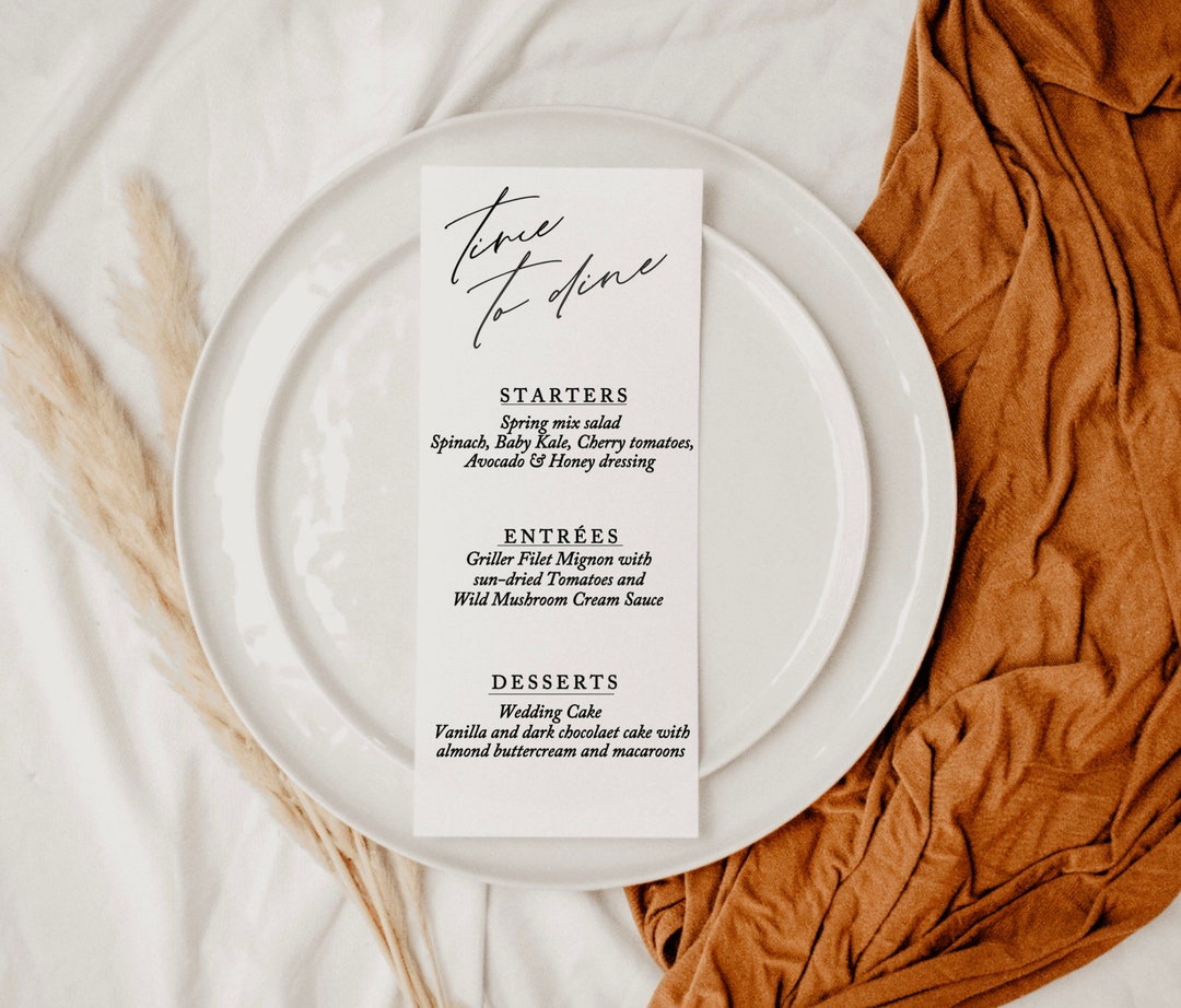 Wedding Dinner Menu Custom Personalized Planner Bride - Etsy