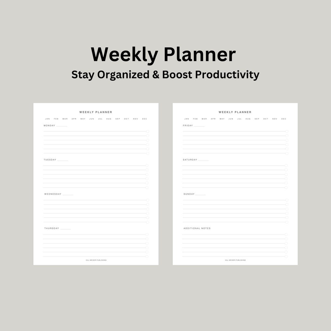 Weekly Planner Printable | 8.5x11 | Minimalist Undated Planner | Double ...