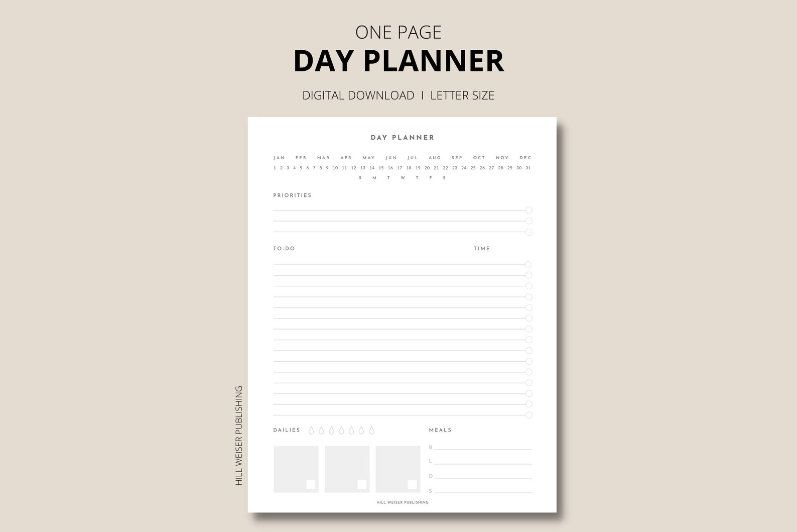 Minimalist Day Planner - Runs All Year, Letter Size 8.5 X 11, Overview ...