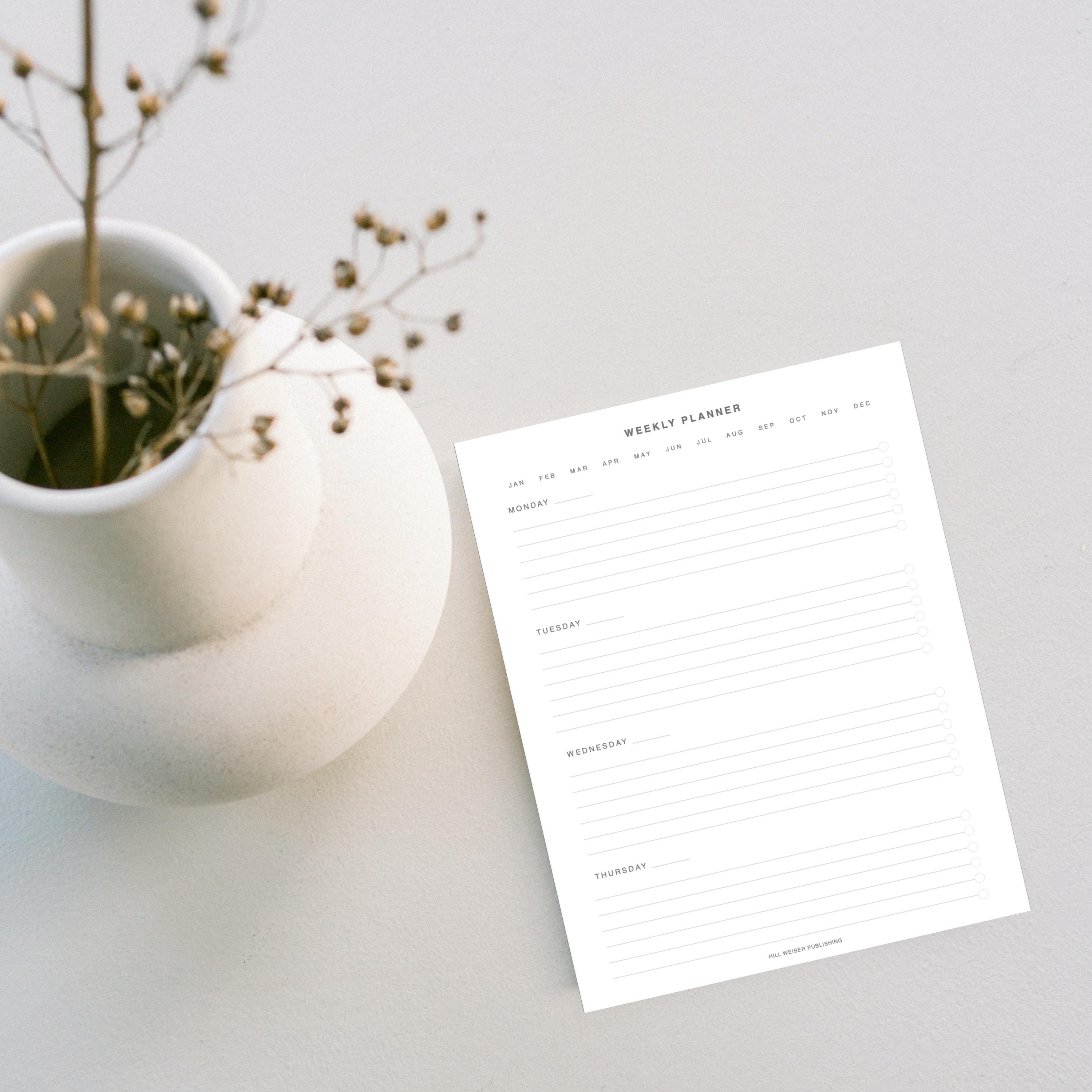 Weekly Planner Printable | 8.5x11 | Minimalist Undated Planner | Double ...