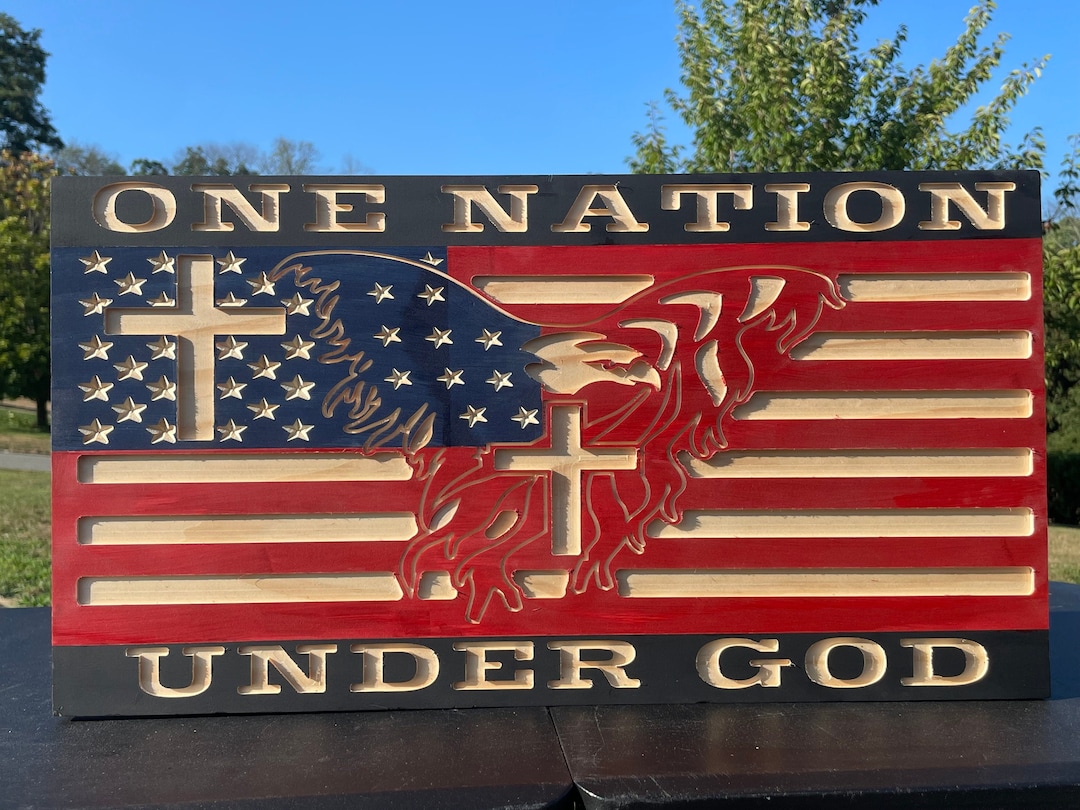 Eagle With Cross, One Nation Under God United States Flag Design, SVG ...
