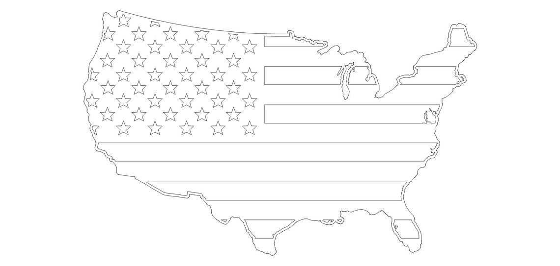 United States Outline Flag Design, SVG DXF AI , Digital File Only - Etsy