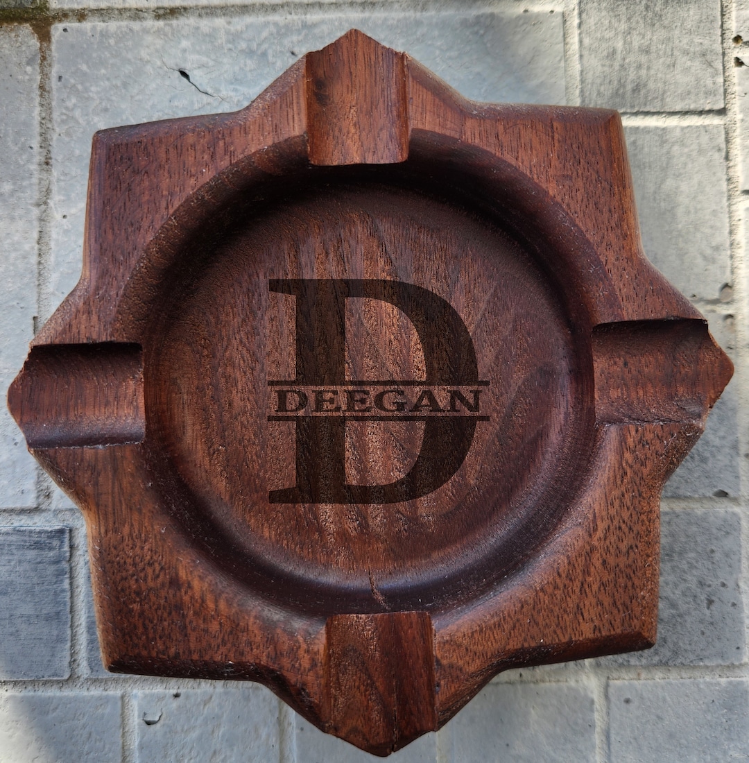 Walnut Cigar Ash Tray Retro, Monogram Cigar Ash Tray, Gift for Men ...