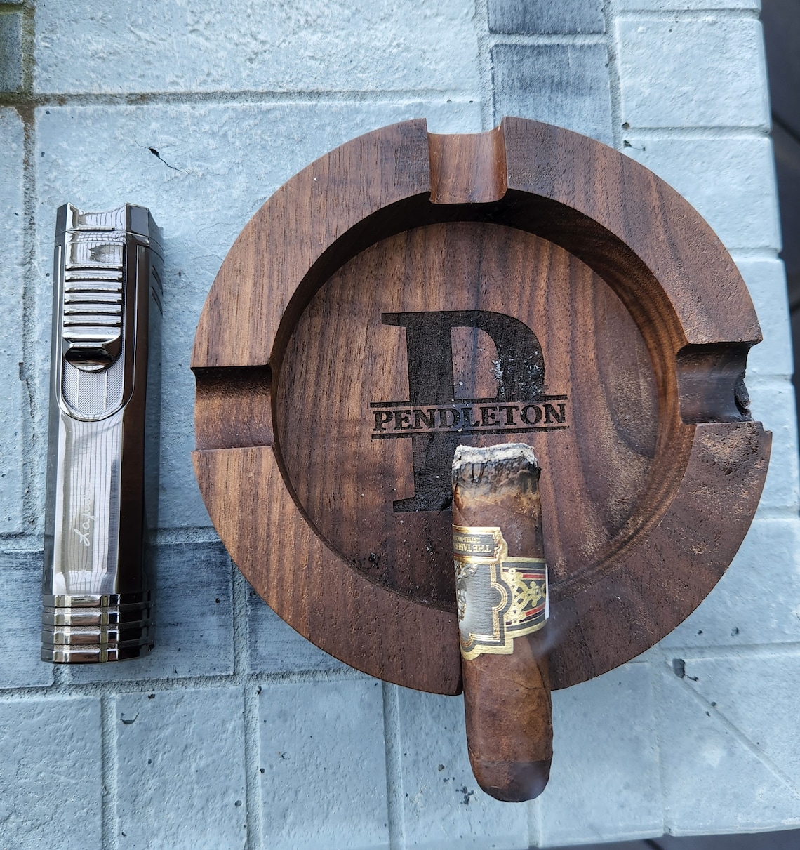 Walnut Cigar Ash Tray Deep Dish Monogram Cigar Ash Tray Gift - Etsy