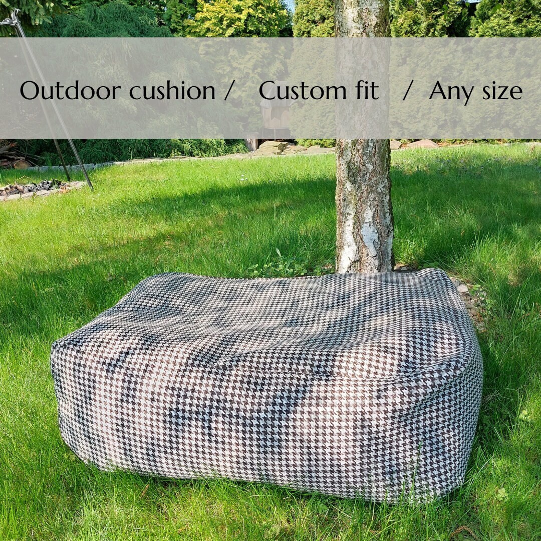 Custom Outdoor Pouf Seating, Garden Ottoman Cushion, Sunbrella Fabric ...