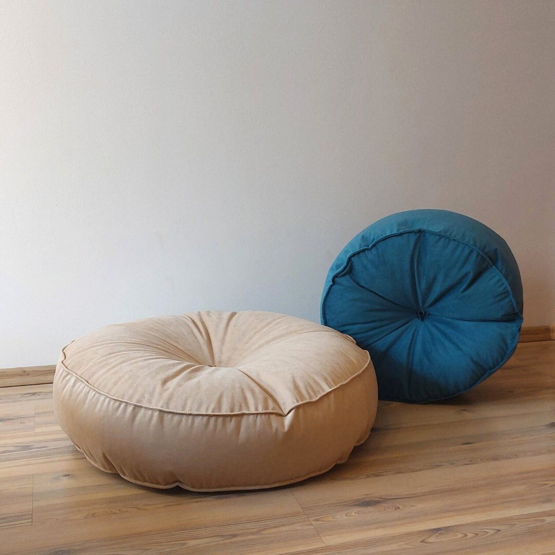 Pouf Ottoman, Poufs, Pouffe,minimalist Furniture, Floor Seating, Velvet ...