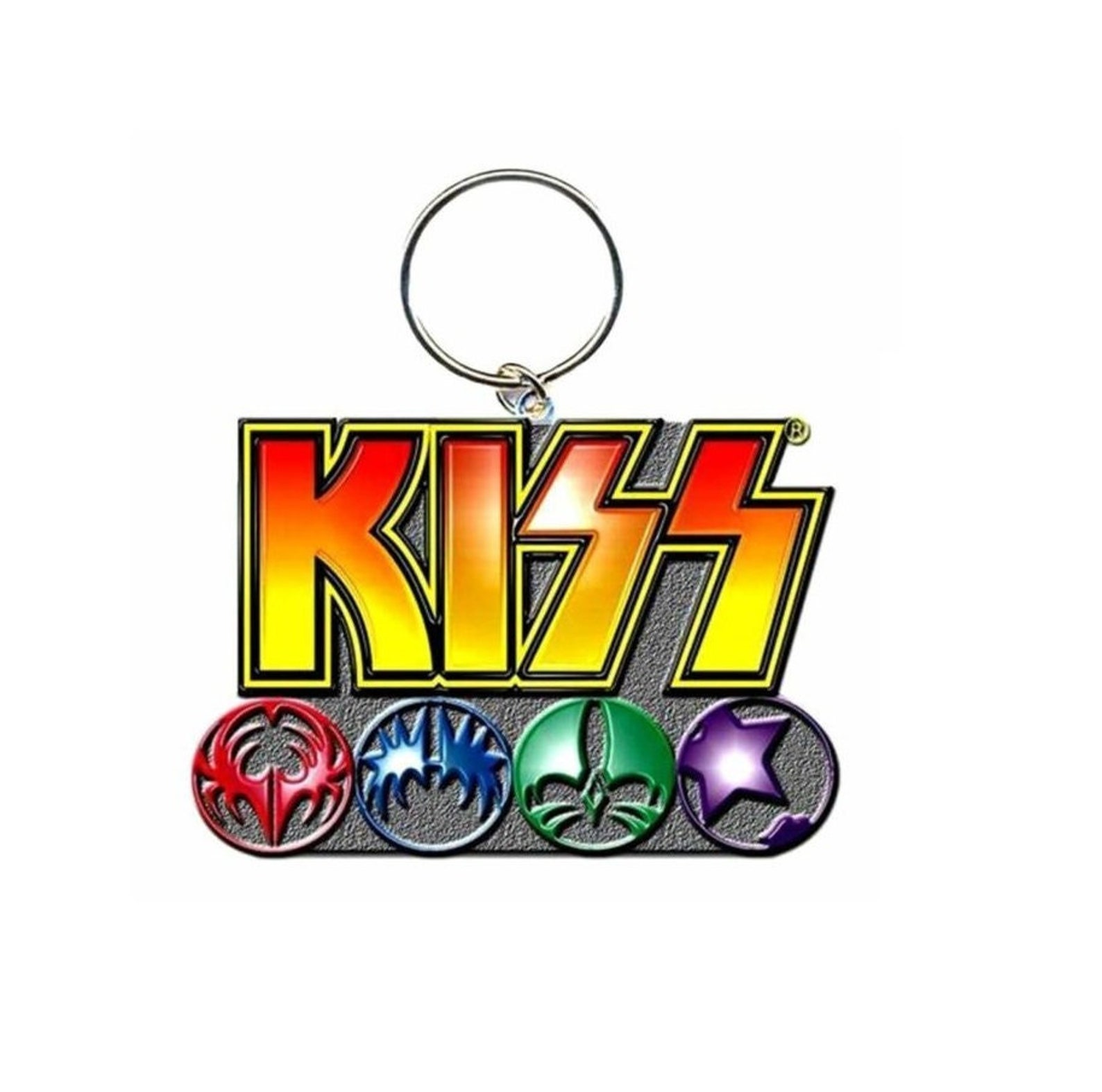 Kiss Band Name And Icons Keychain Metal And Enamel Heavy Metal Etsy