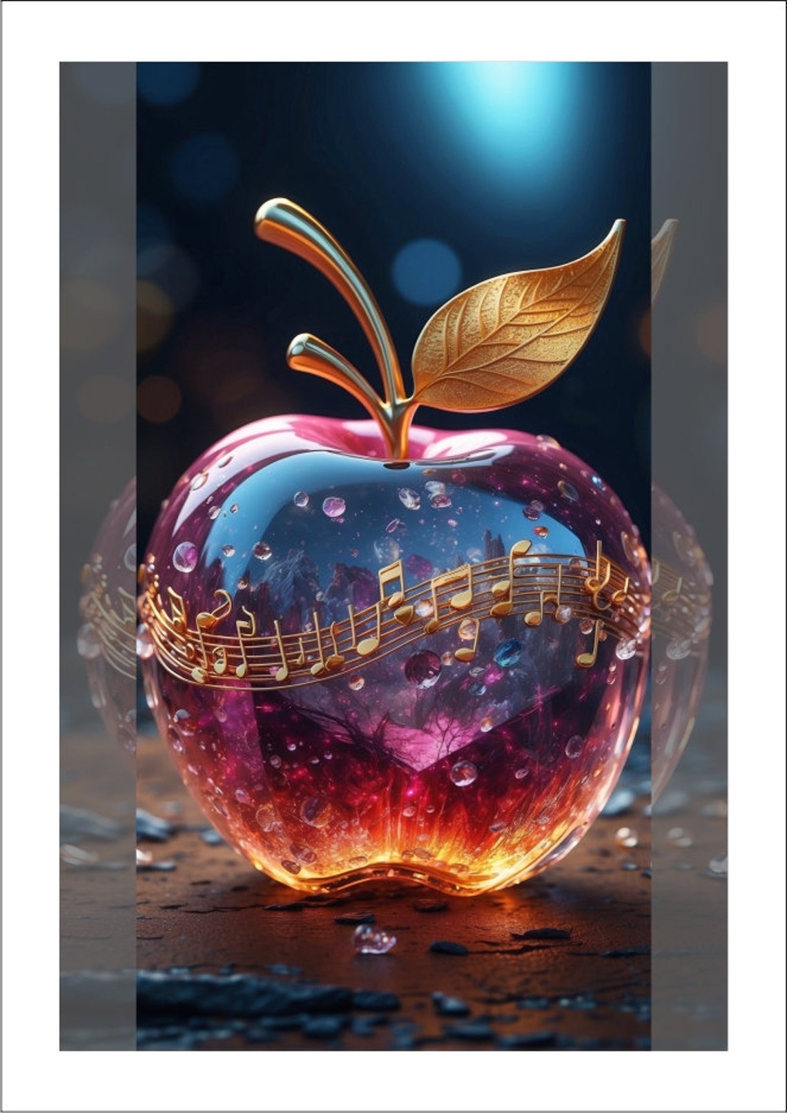 Musical Apple 3D Logo Digital A4/A3 Printable Artwork|digital Download ...