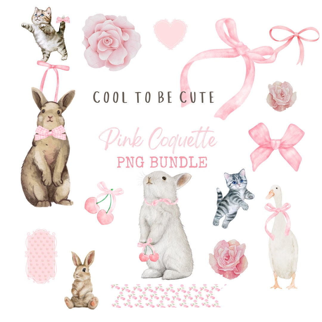 Coquette Aesthetic Clipart PNG, Pink Bow Clipart, Pink Watercolor ...