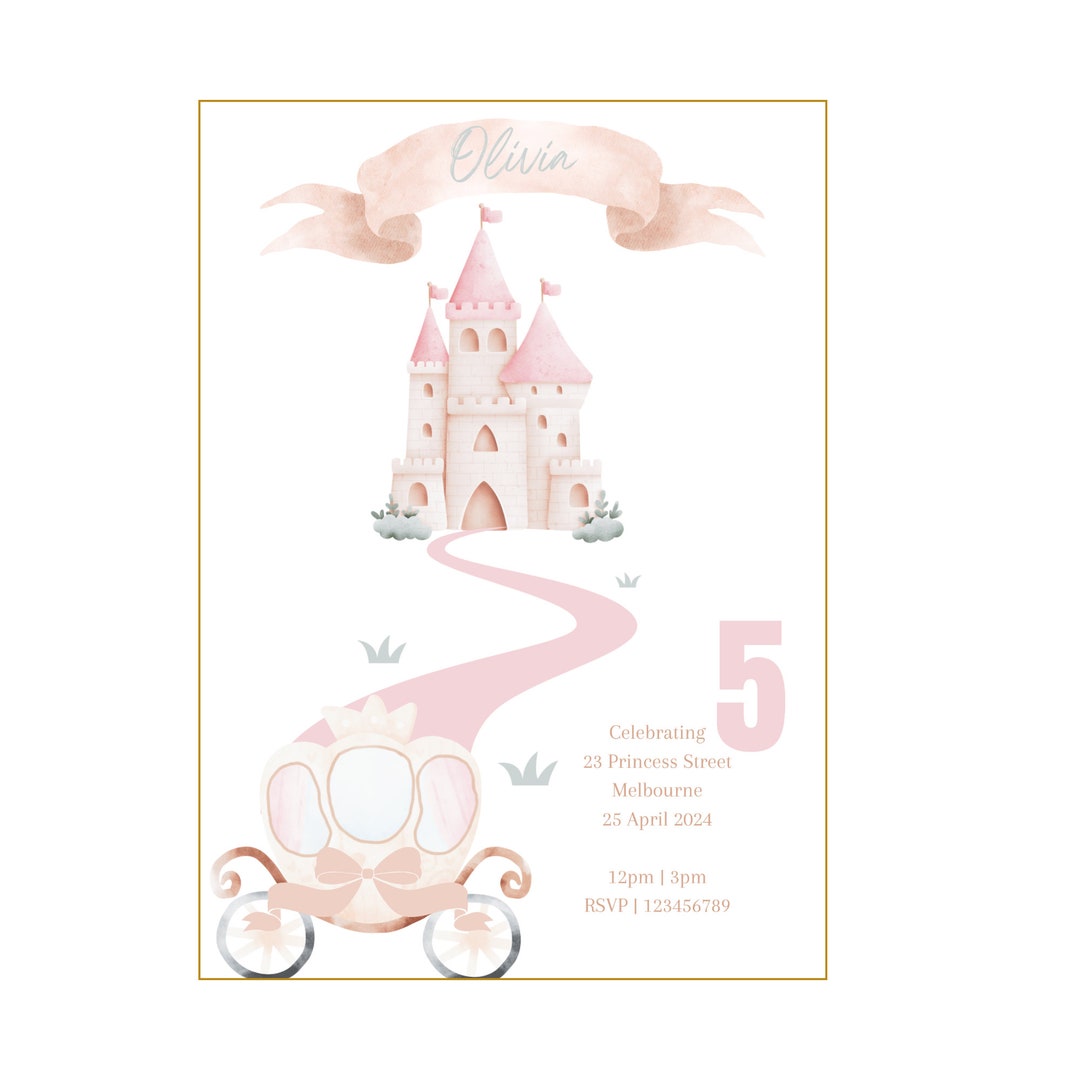 Princess Castle Invitations, Downloadable File, Girls Party, Custom ...