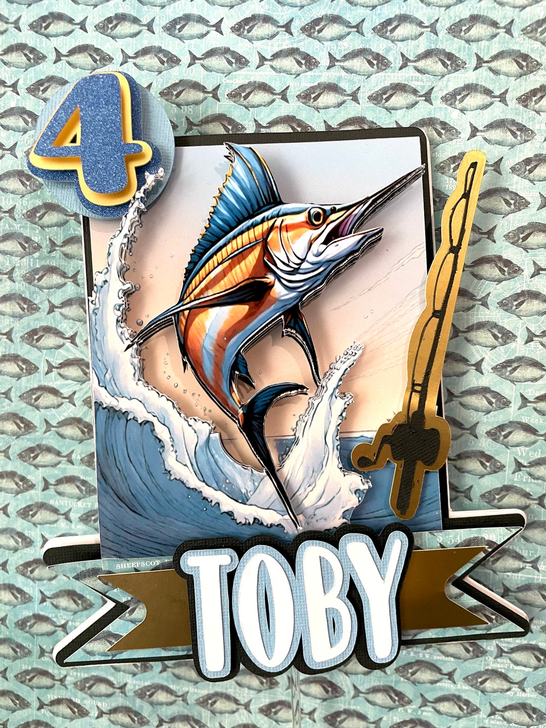 Fishing Cake Topper Marlin Fish Personalised Custom Partyware Party ...