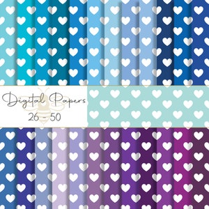 101 Heart White Digital Paper Pack, Instant Downloads Seamless ...